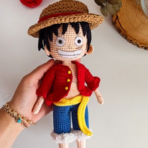 Luffy Crochet Amigurumi Doll, Pirate Crochet Doll, Amigurumi One Piece ...