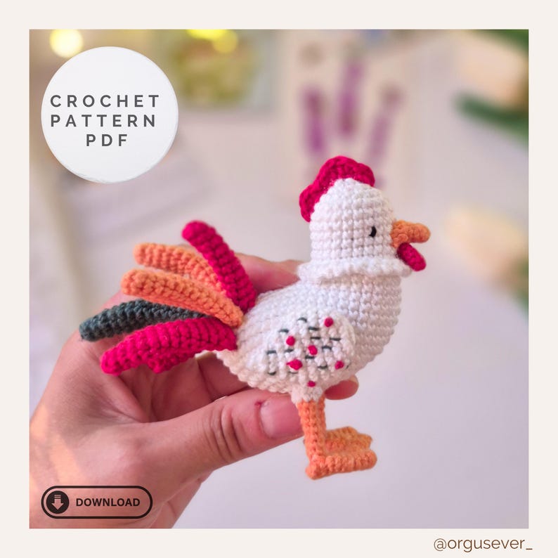 Rooster Amigurumi Crochet Pattern, Crochet Rooster,rooster Tutorial ...
