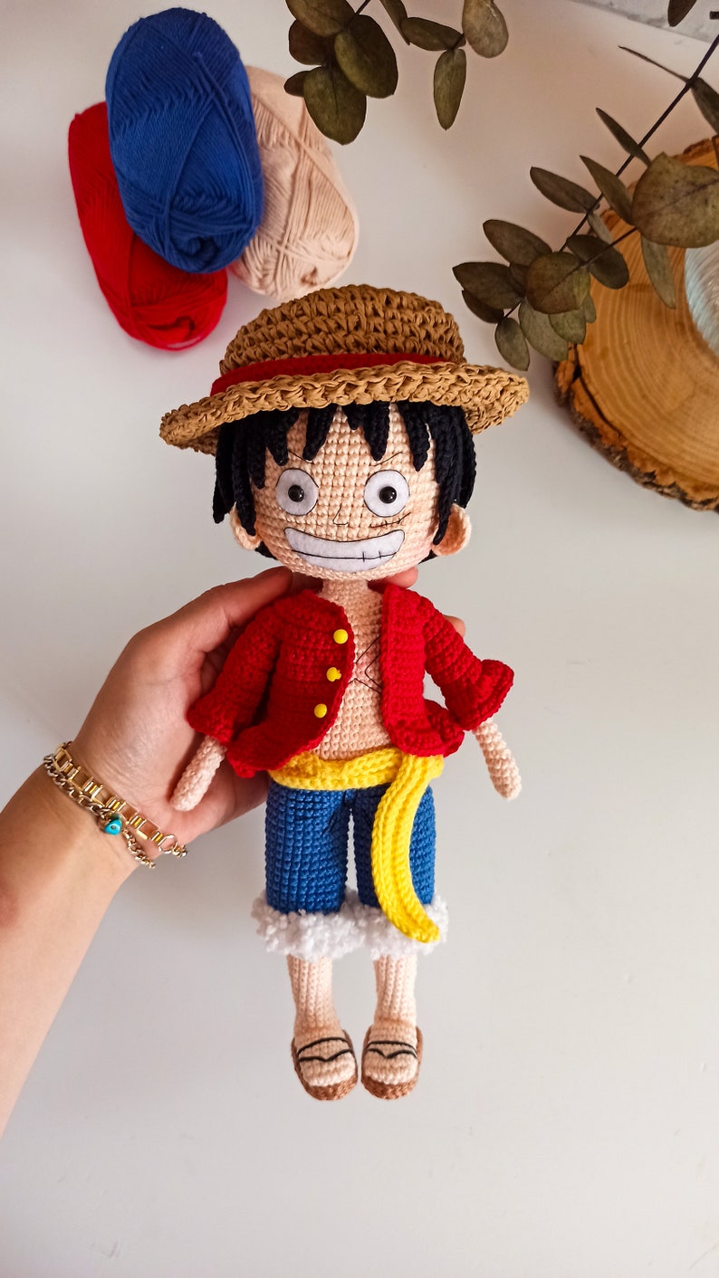 Luffy Crochet Amigurumi Doll, Pirate Crochet Doll, Amigurumi One Piece ...