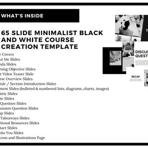65 Slide Minimalist Black and White Course Creation Template - Etsy