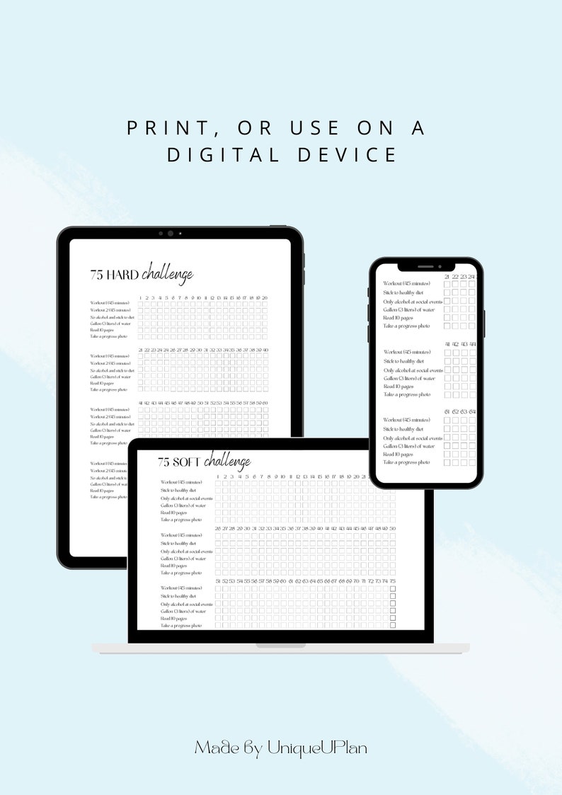 75 Day Challenge Tracker Printable A4 Size Instant Download PDF 75 Day ...