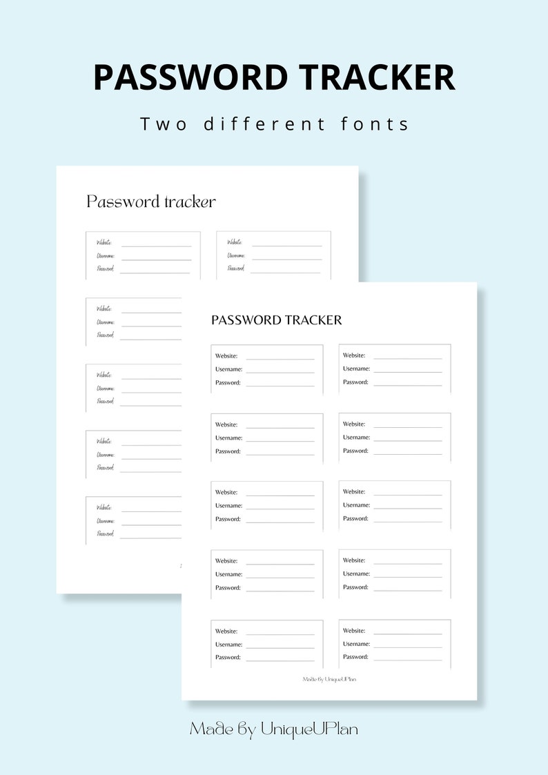 Password Tracker Printable, Password Keeper, Password Organizer, Password Log, A4 Size, Instant ...