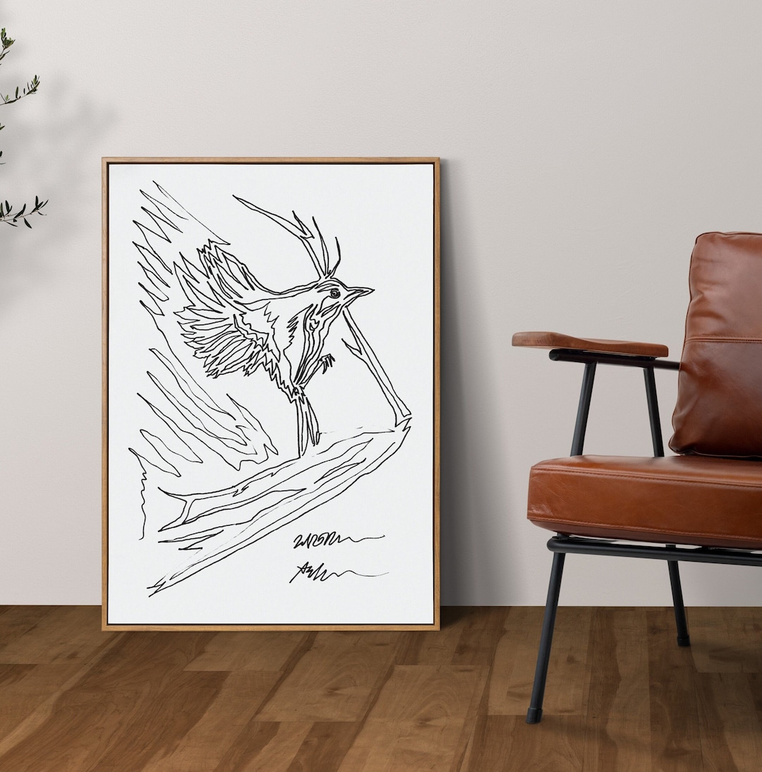 Bird Single Line Drawing,bird Printable Wall Art Decor #1 - Etsy