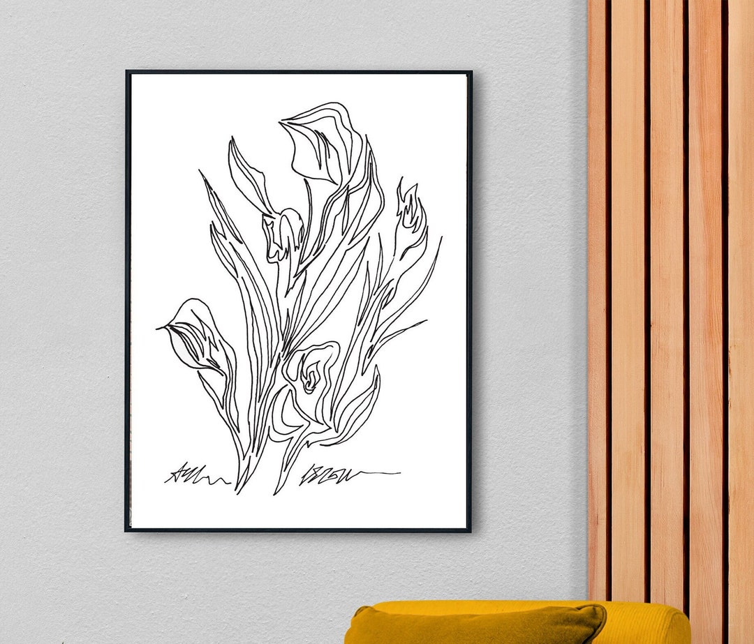 Calla Lilies Single Line Drawing, Flower Printable Wall Decor #2 - Etsy
