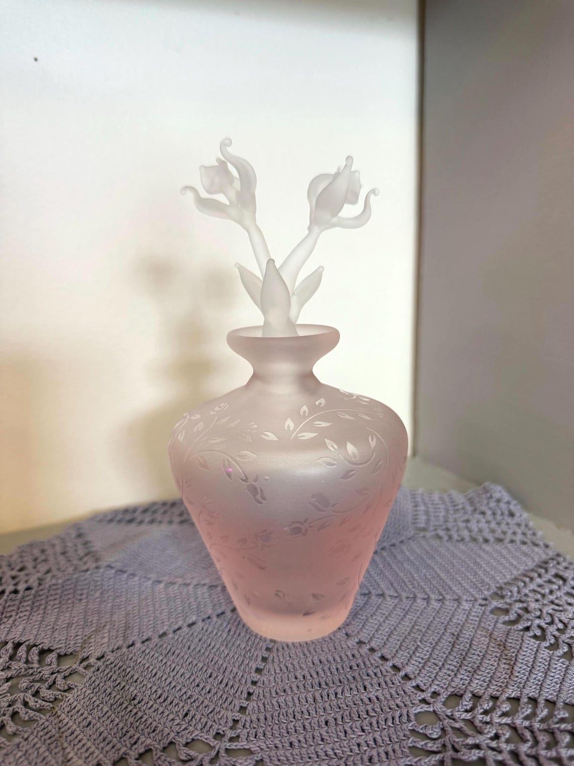 Royal Limited Crystal Frosted Pink Flowers Perfume Bottle With Tulip ...