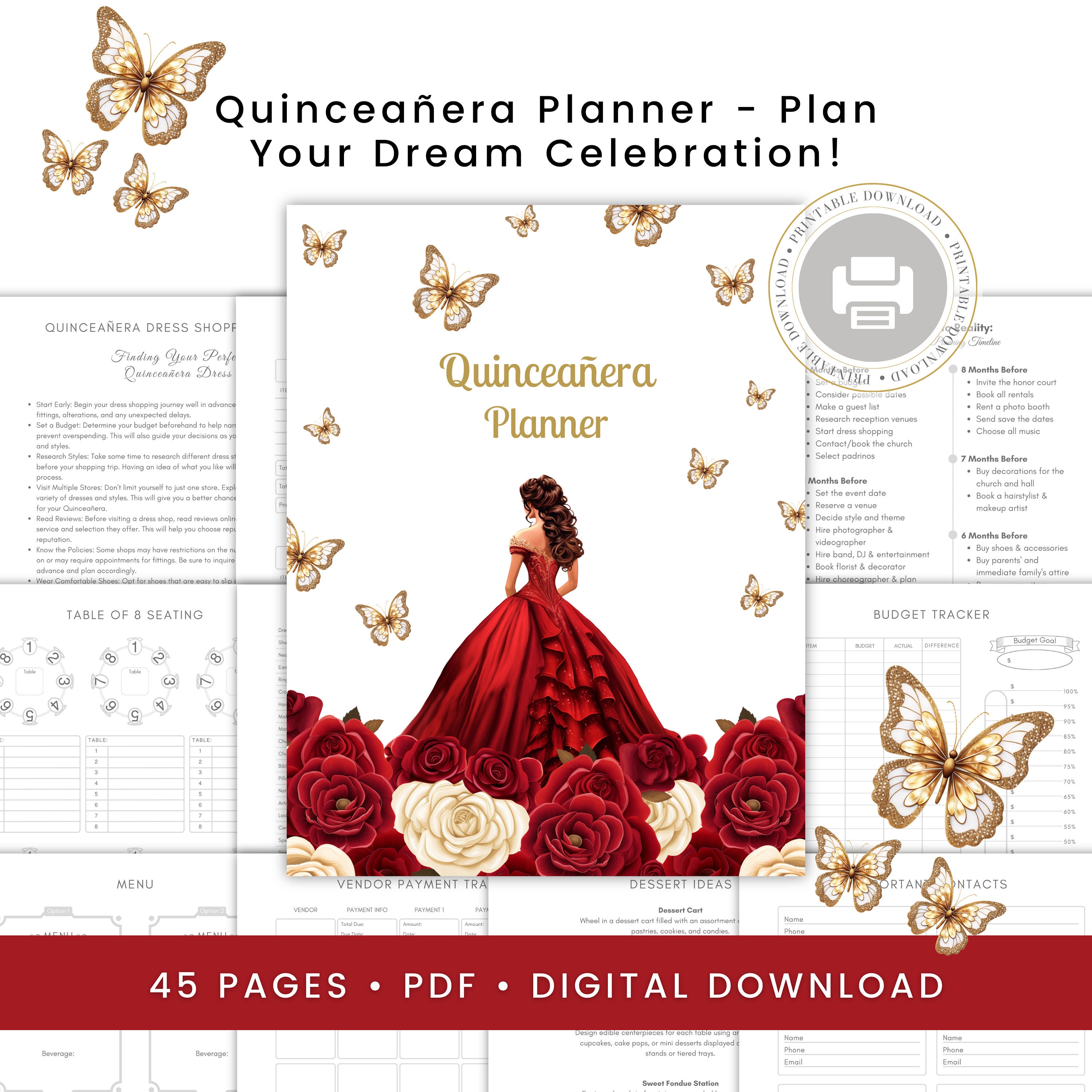 Ultimate Quinceañera Planner - Instant Download, 45 Pages, 15th ...