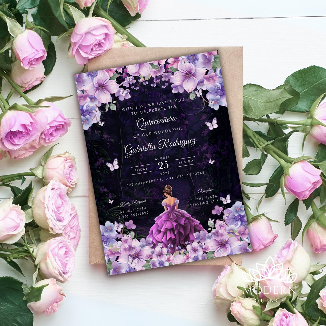 Floral Roses Quinceañera Invitation - Elegant and Editable TEMPLATE ...