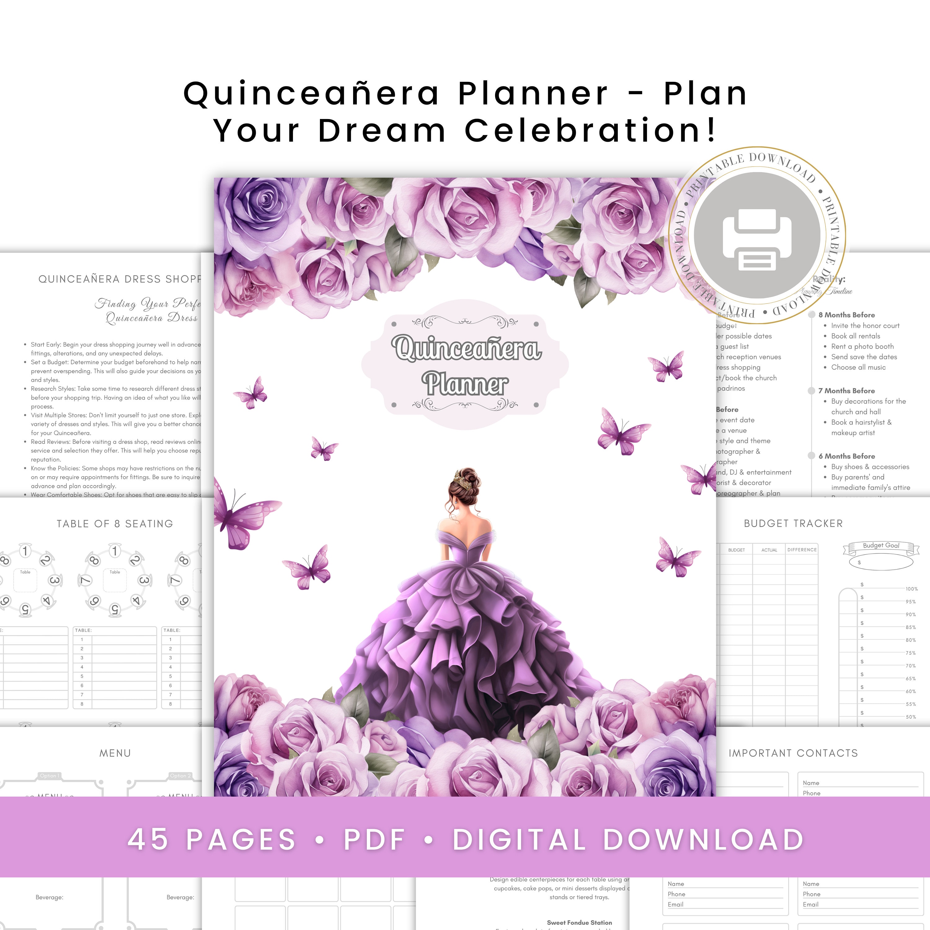 Ultimate Quinceañera Planner - Instant Download, 45 Pages, 15th ...