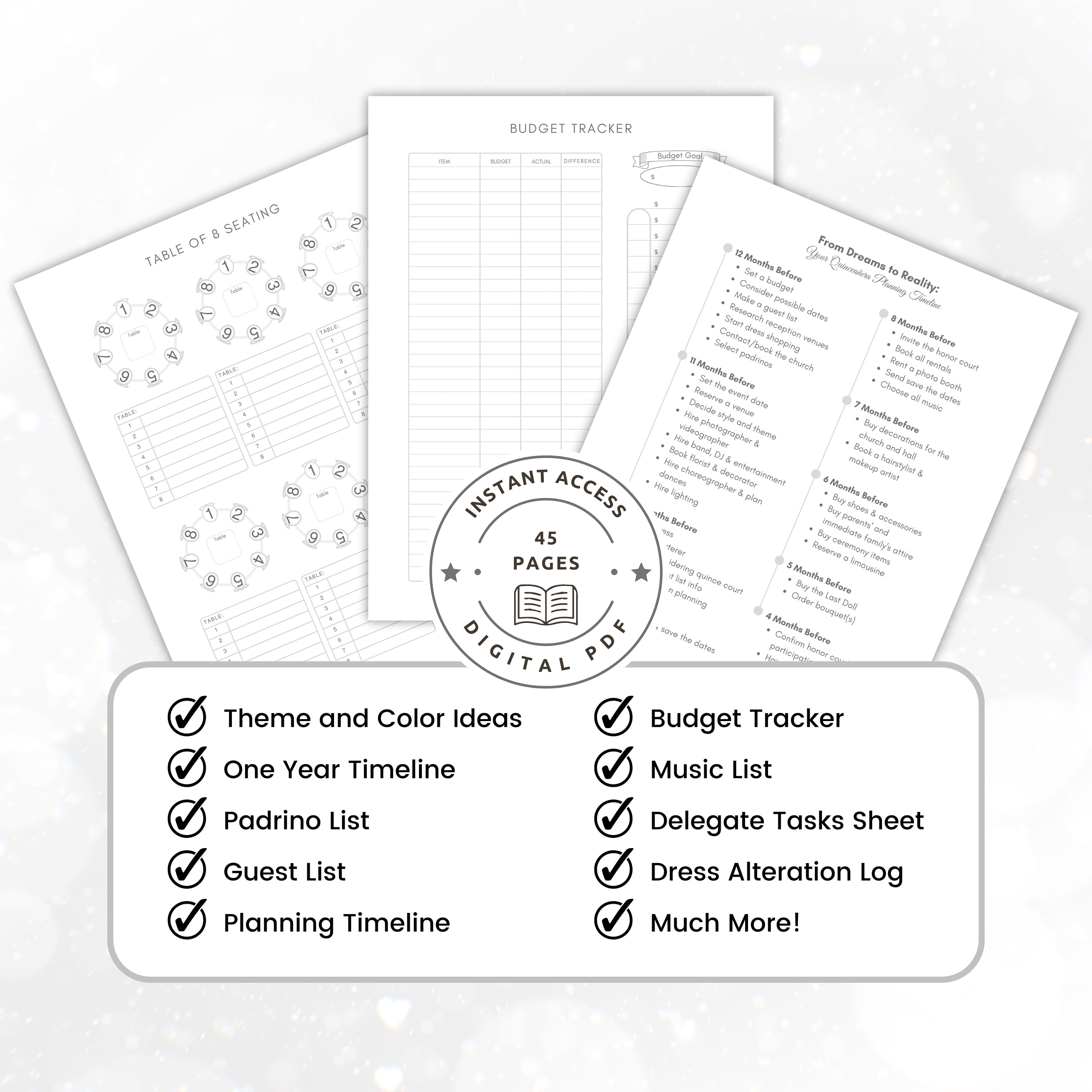 Ultimate Quinceañera Planner - Instant Download, 45 Pages, 15th ...