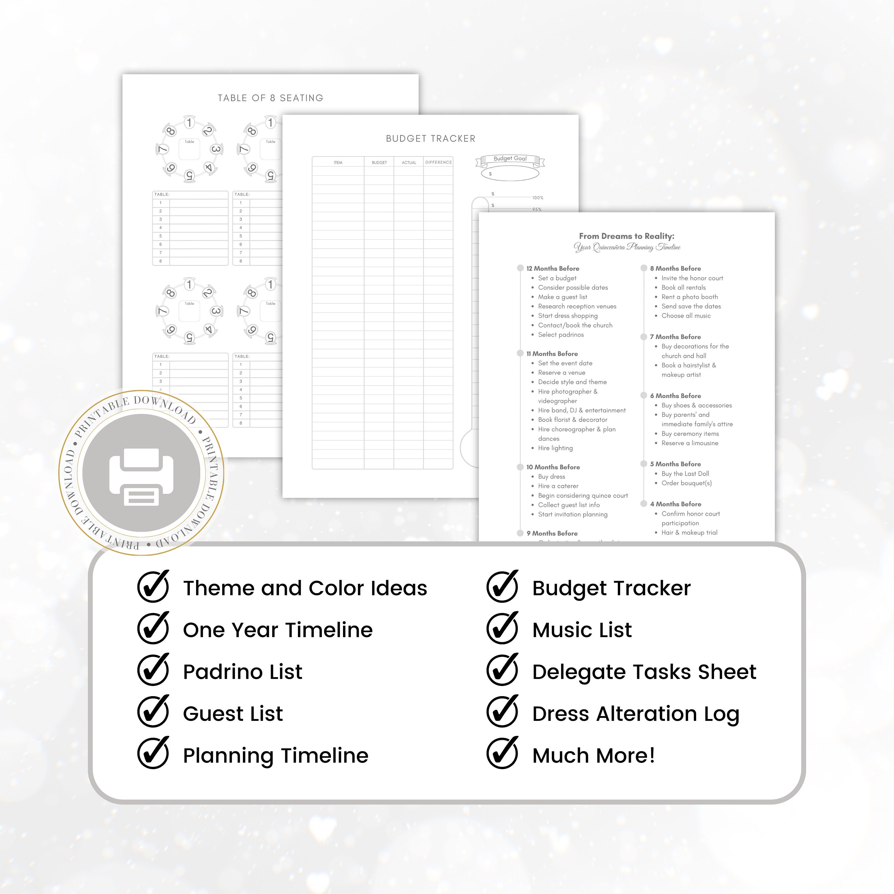 Ultimate Quinceañera Planner - Instant Download, 45 Pages, 15th ...