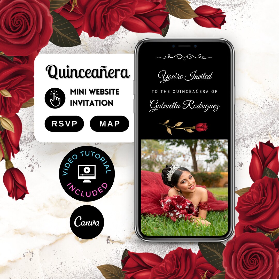 Quinceañera Mini Website Invite Online RSVP, XV Invitation ...