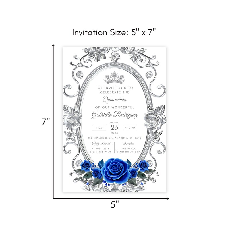 Floral Roses Quinceañera Invitation - Elegant and Editable TEMPLATE ...