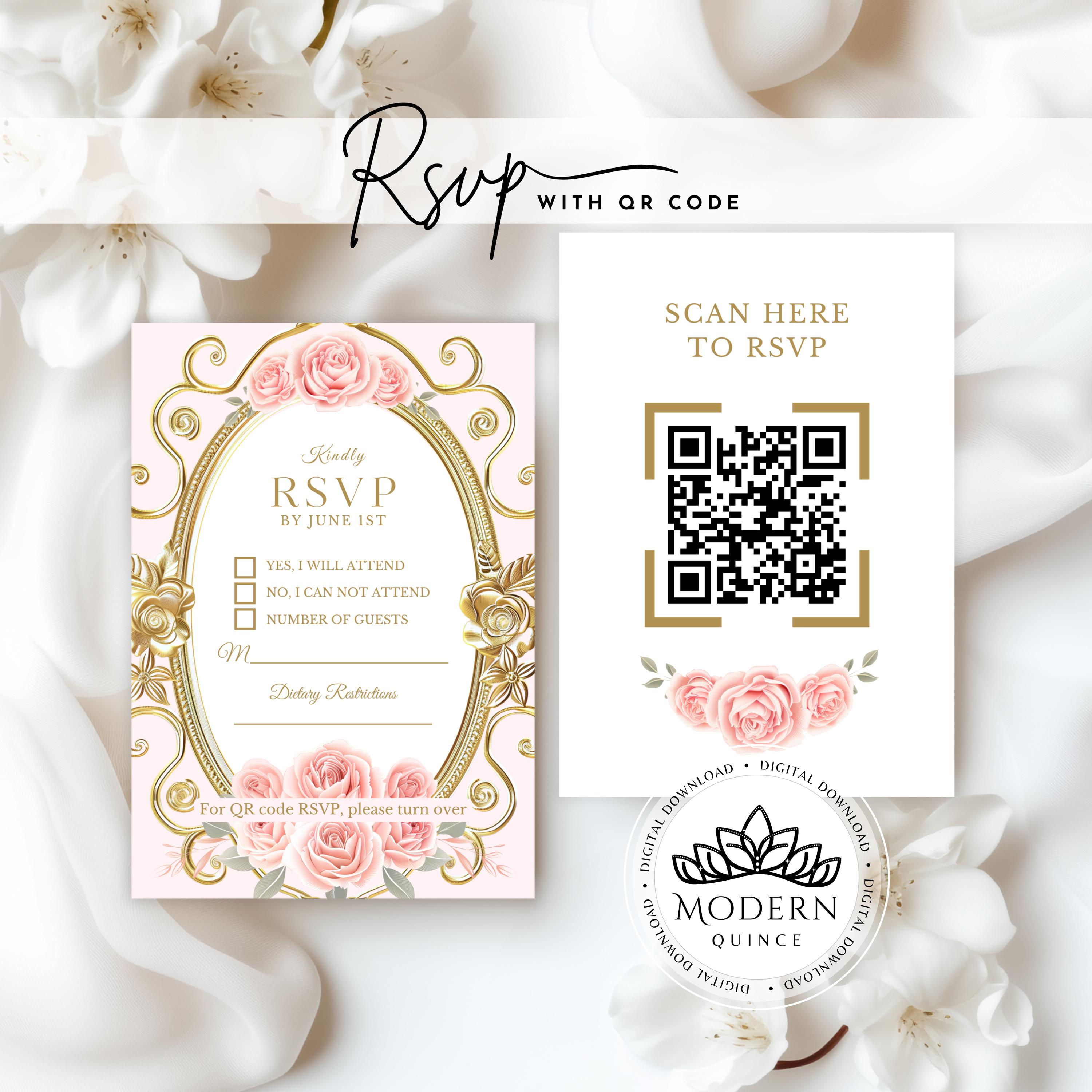 QR Code RSVP Card Template | Professional & Home Printing Options ...