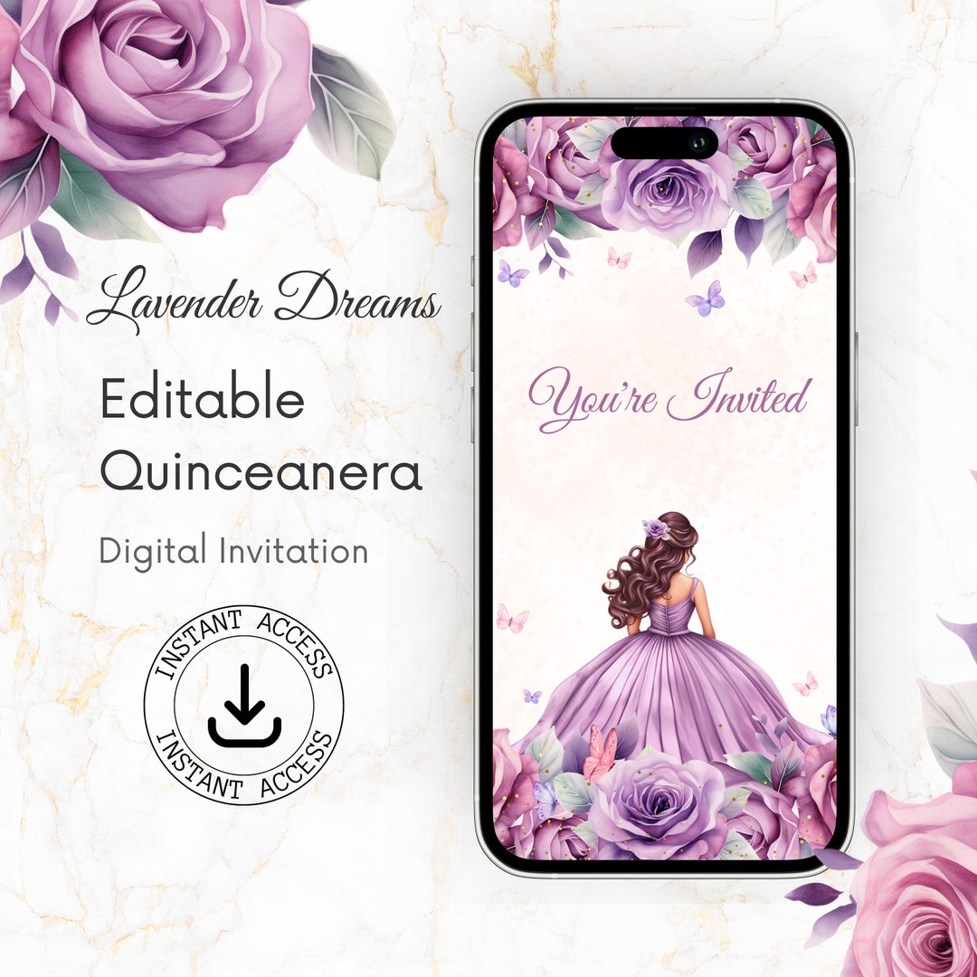 Quinceañera Video Invite Purple DIY Quinceanera Quince - Etsy