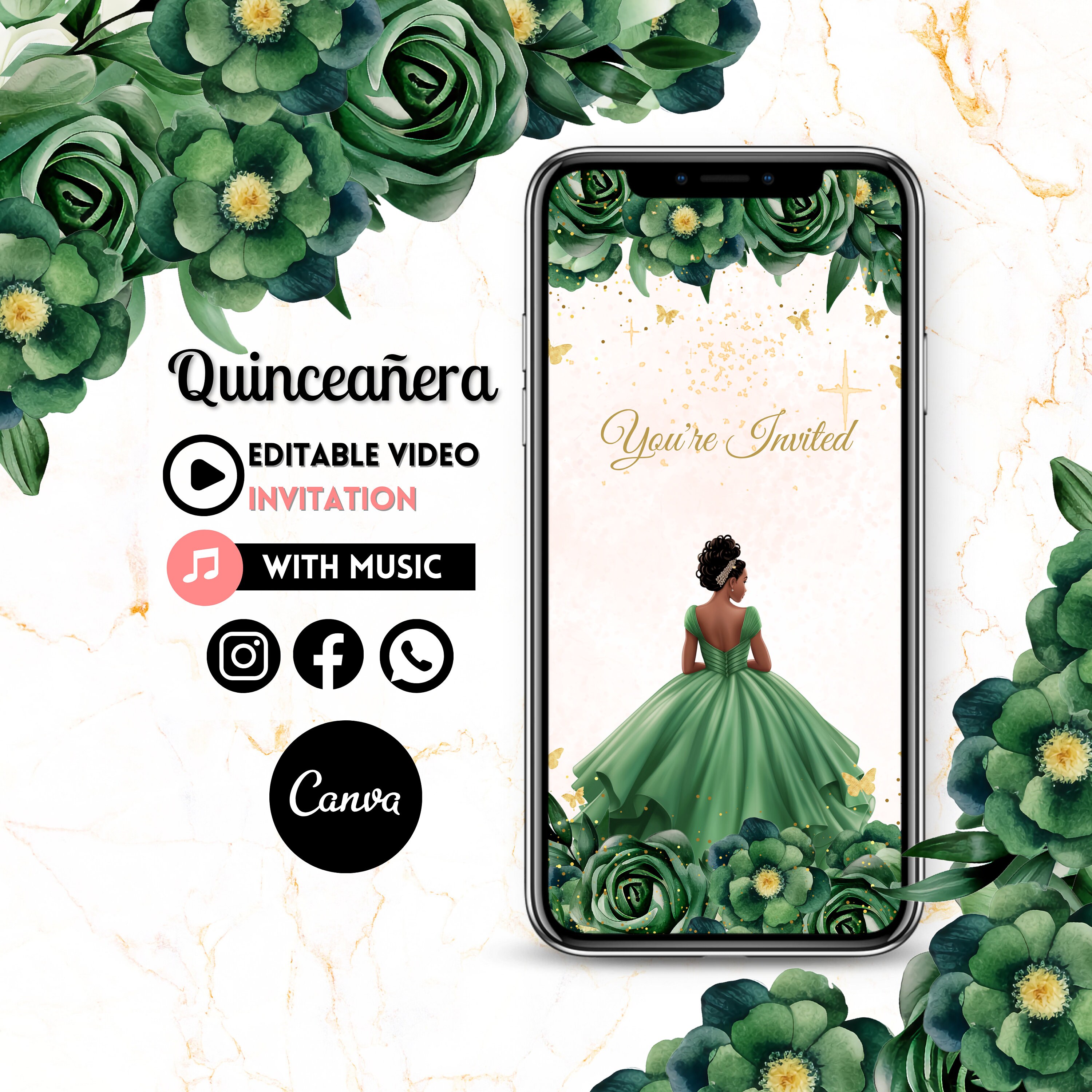 Editable Quinceañera Video Invite - Digital Download, DIY Invite ...