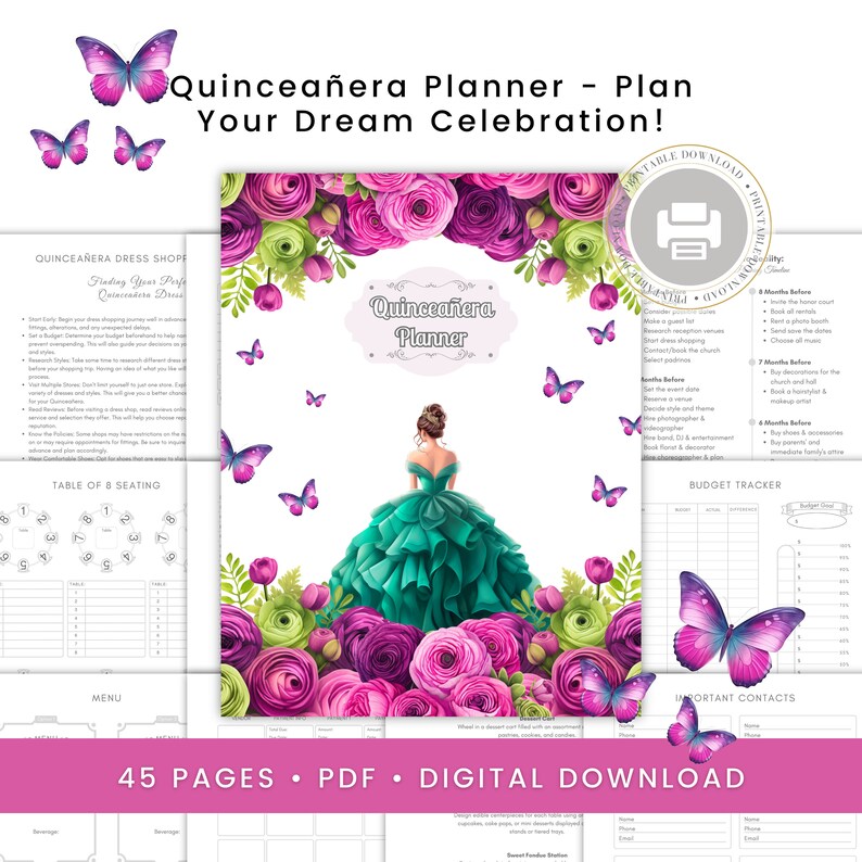 Ultimate Quinceañera Planner - Instant Download, 45 Pages, 15th ...