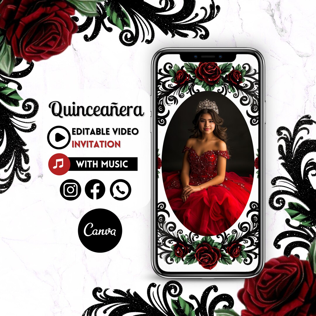 Quinceañera Video Invite - Canva Quinceanera, Quince Invitation ...