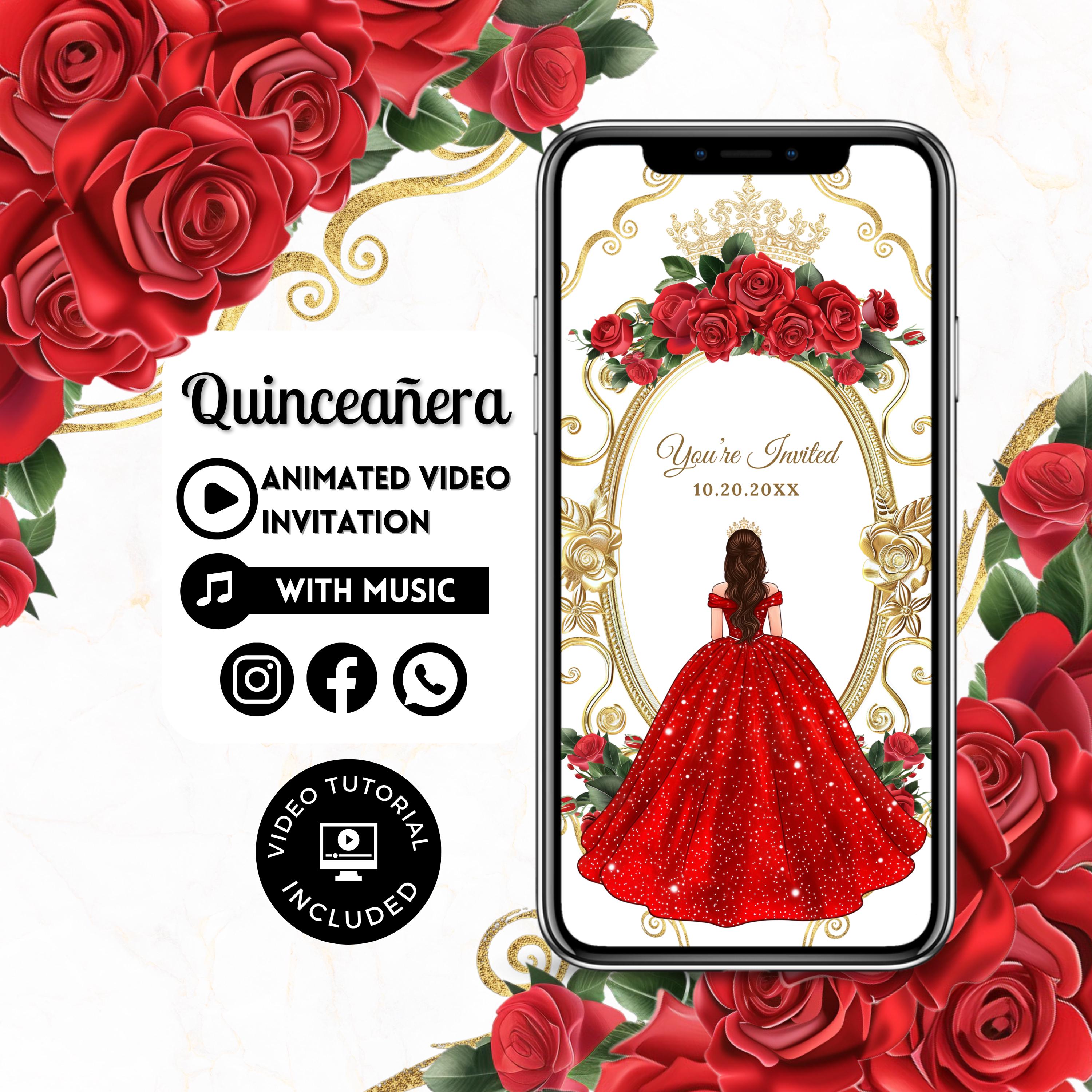 Quinceañera Video Invite - Canva Quinceanera, Quince Invitation ...