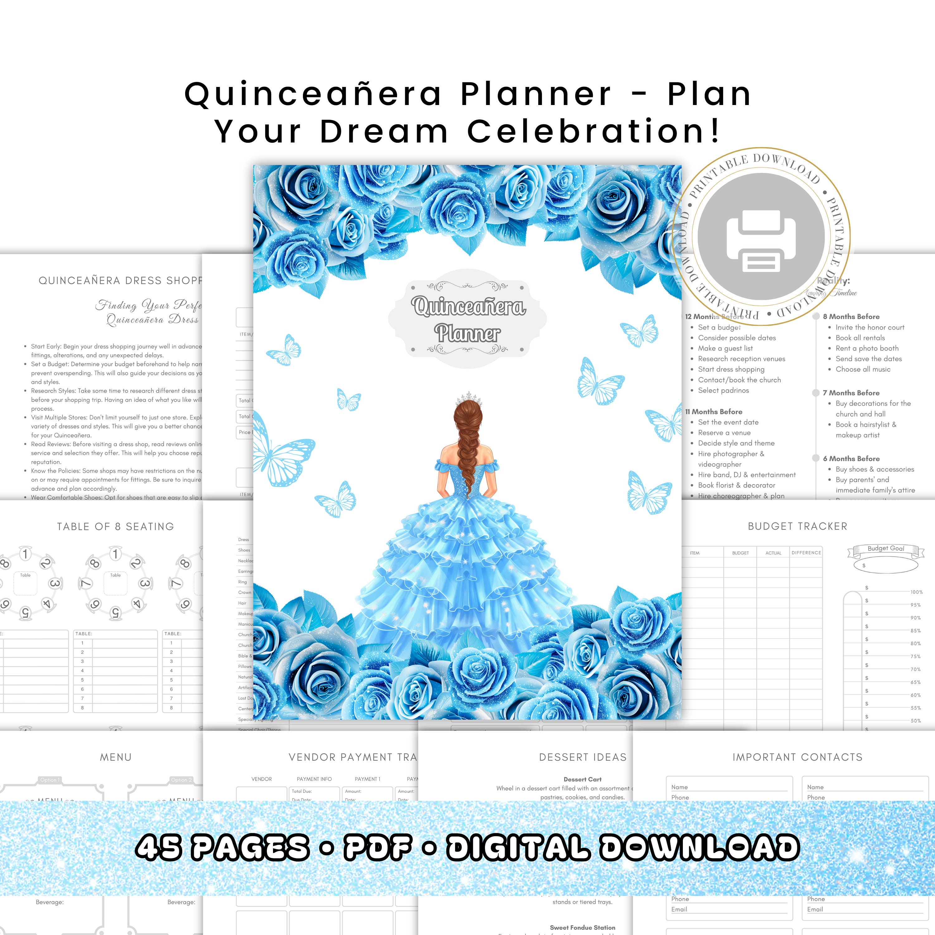 Ultimate Quinceañera Planner - Instant Download, 45 Pages, 15th ...