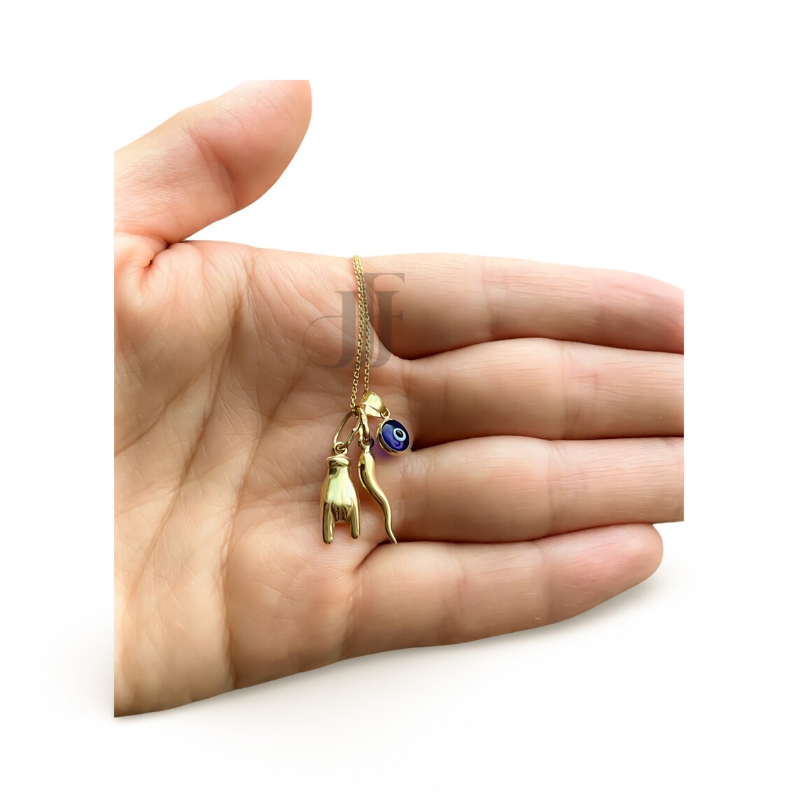 Italian Mano Cornuto Charm Gold Hand Cornuto Real Gold Italian Charm ...