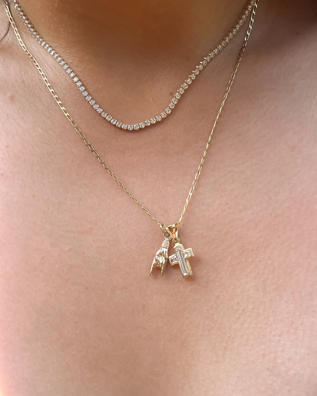 Small Mano Cornuto Italian Charm Gold Hand Real Gold Italian Charm Good ...