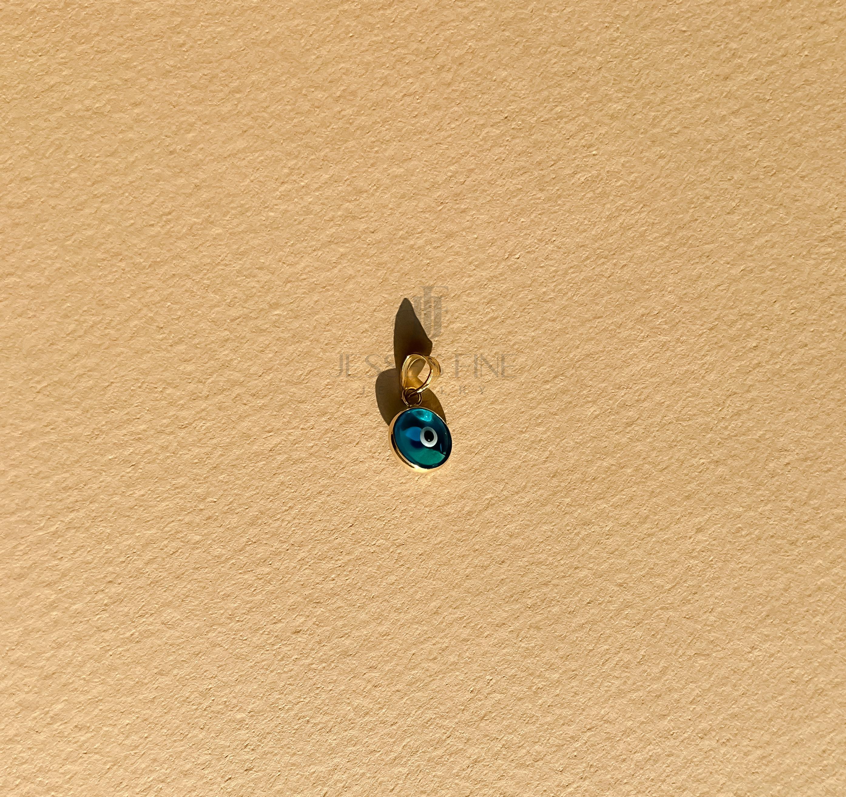 Turquoise Evil Eye and Mano Cornuto Pendant Italian Gold Hand Cornuto ...