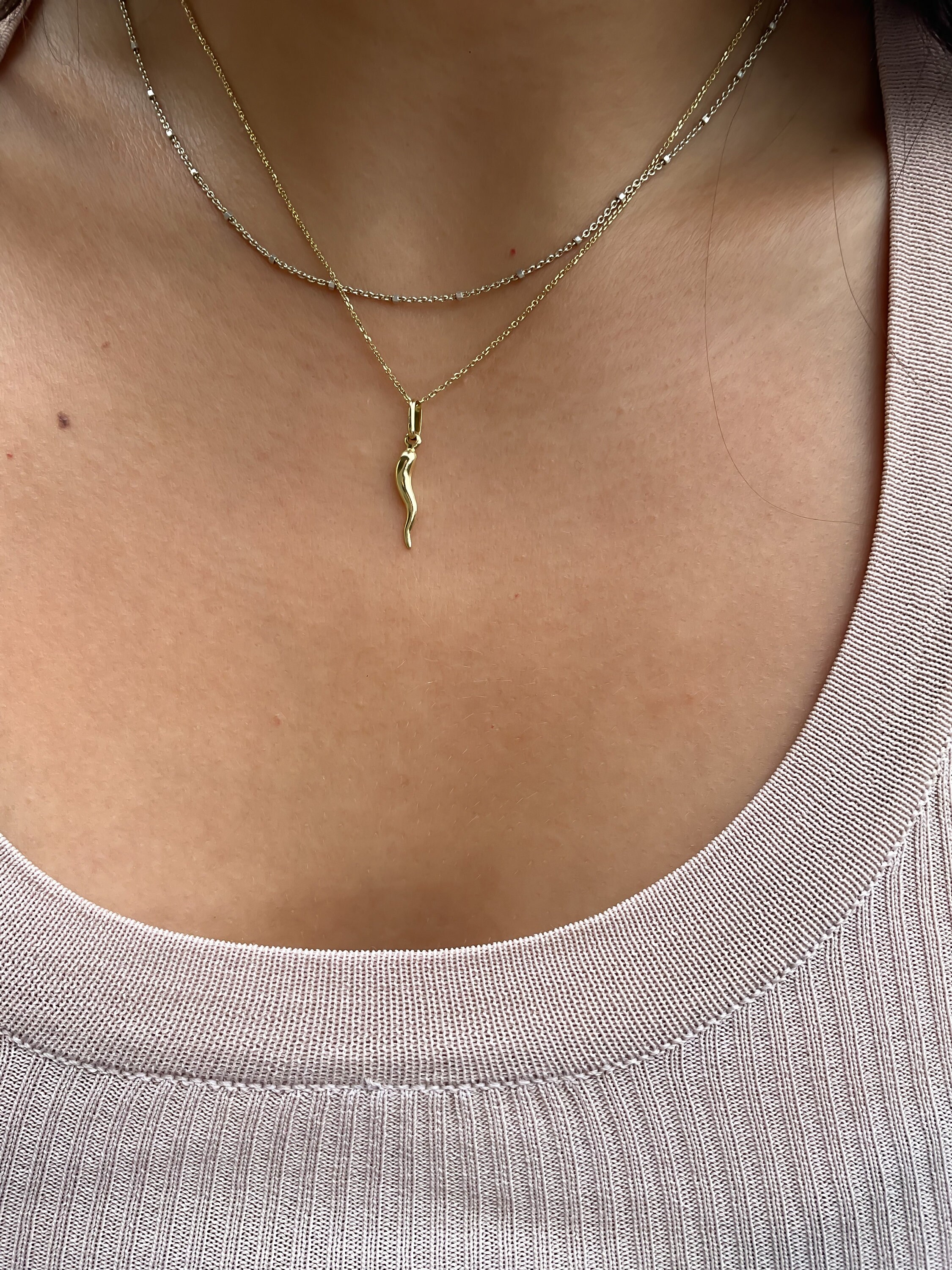 Italian Mano Cornuto Charm Gold Hand Cornuto Real Gold Italian Charm ...