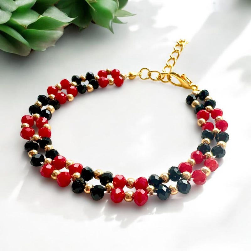 Red Beaded Bracelet - Etsy