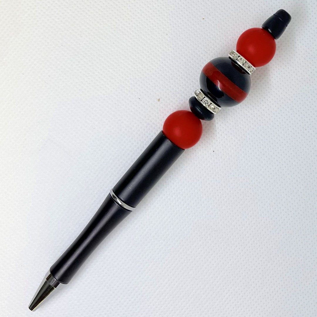 Thin Red Line Beaded Ballpoint Pen: Firefighter Gift, Refillable - Etsy