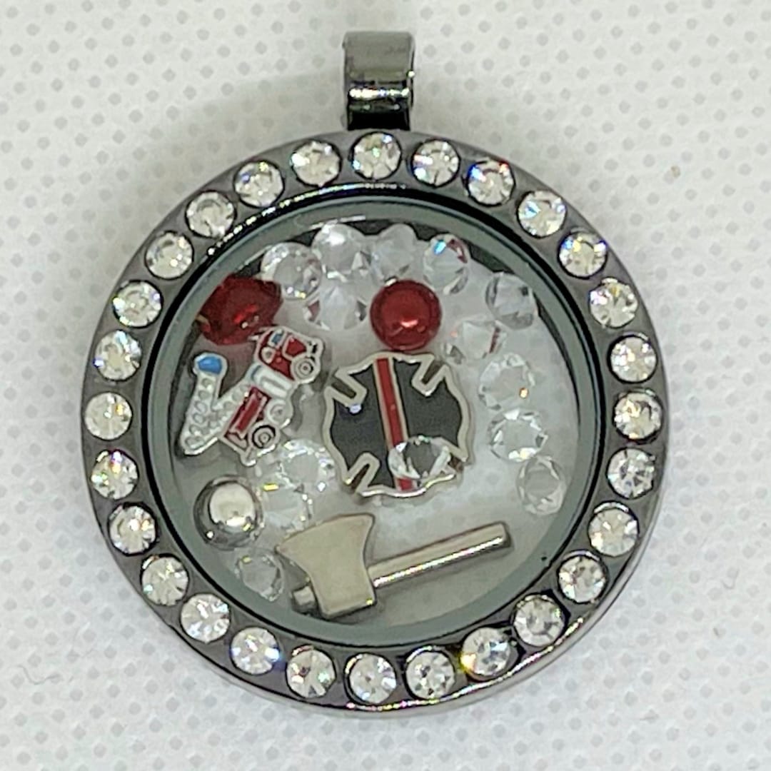 Firefighter Floating Charm Locket, Memory Box, First Responder, Free ...