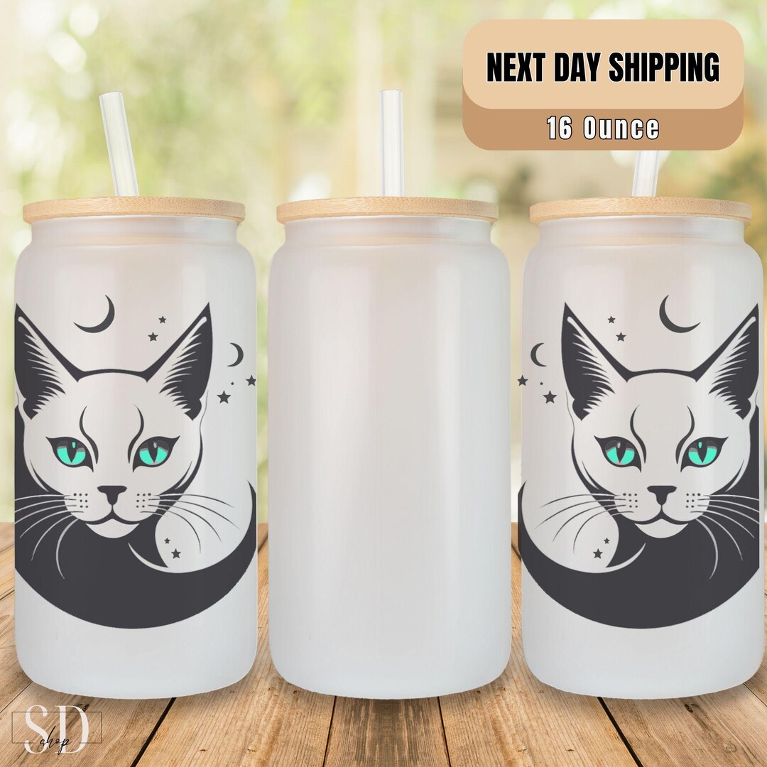 Cute Cat Frosted Cups, 16 Oz Personalized Design, Cute Custom Cat ...
