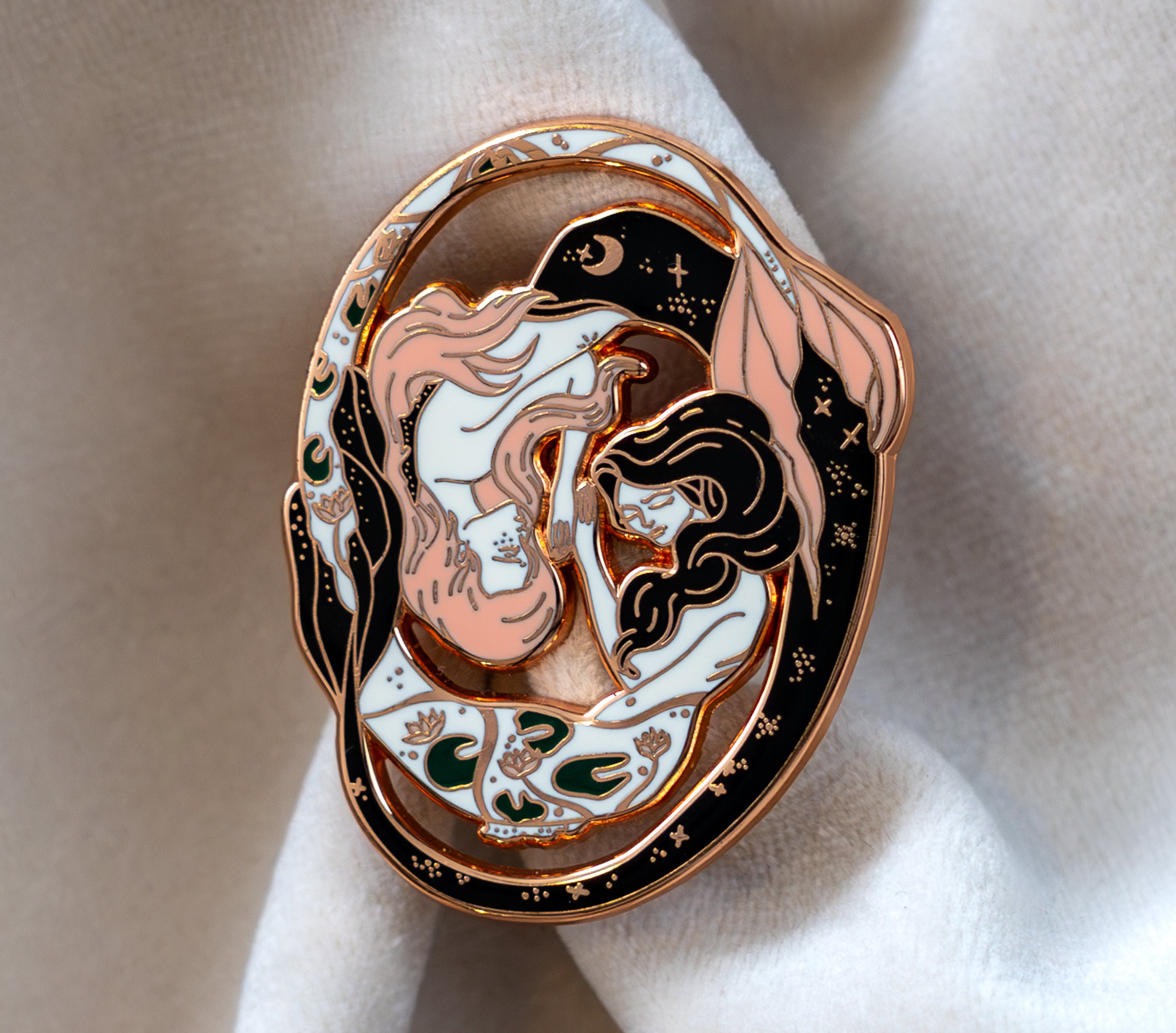 ETHEREAL MERMAIDS. Hard Enamel Pin. Rose Gold Finish. Mermaid Pin. Art ...