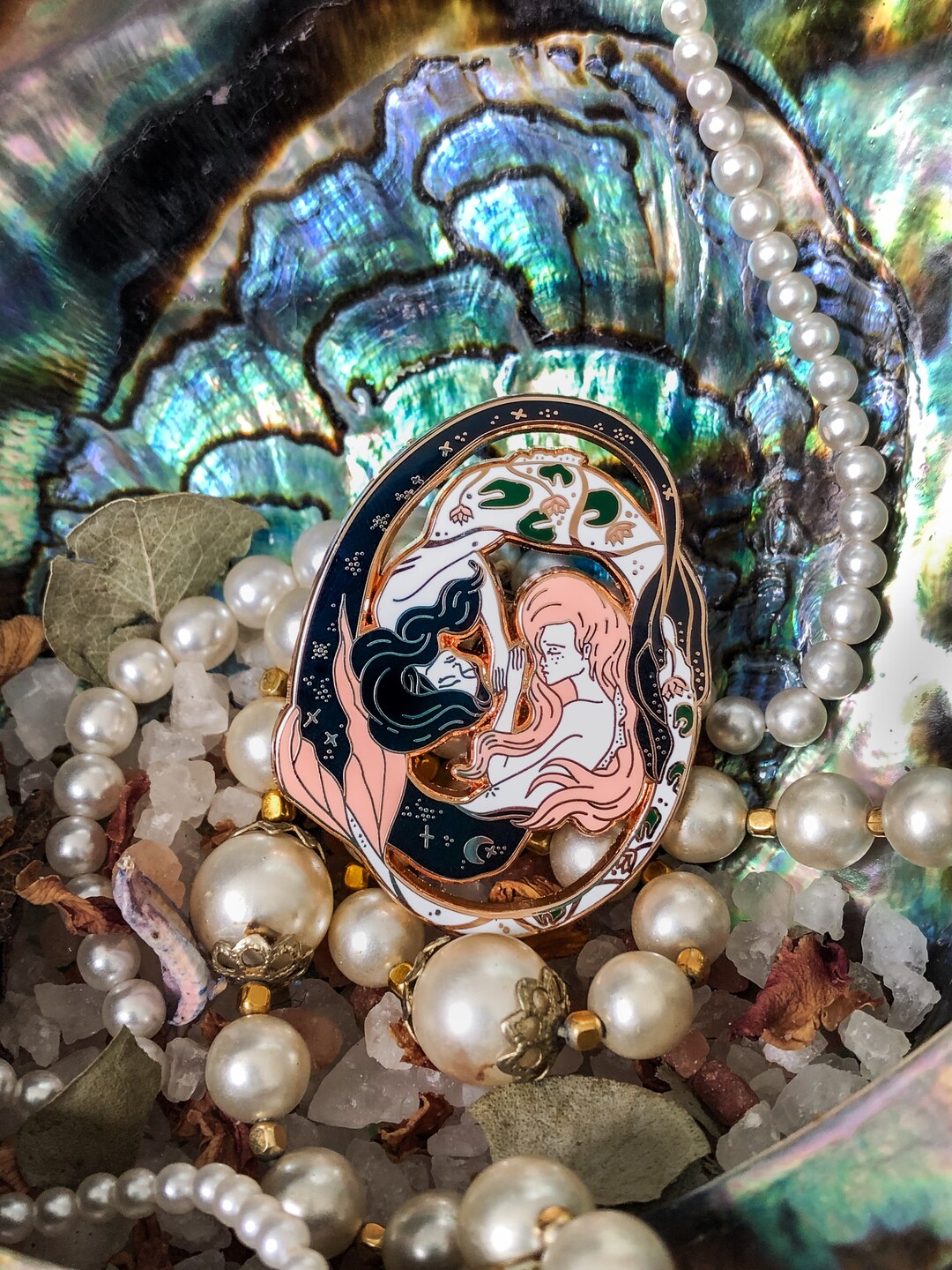 ETHEREAL MERMAIDS. Hard Enamel Pin. Rose Gold Finish. Mermaid Pin. Art ...