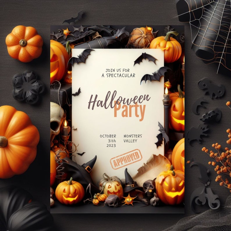 Printable Editable Halloween Party Invitation Digital - Etsy