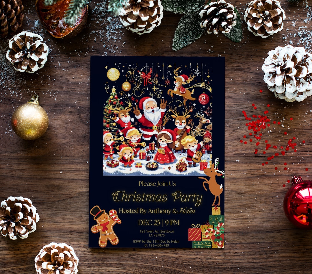 Editable Christmas Party Invitation, Printable Party Invitation ...