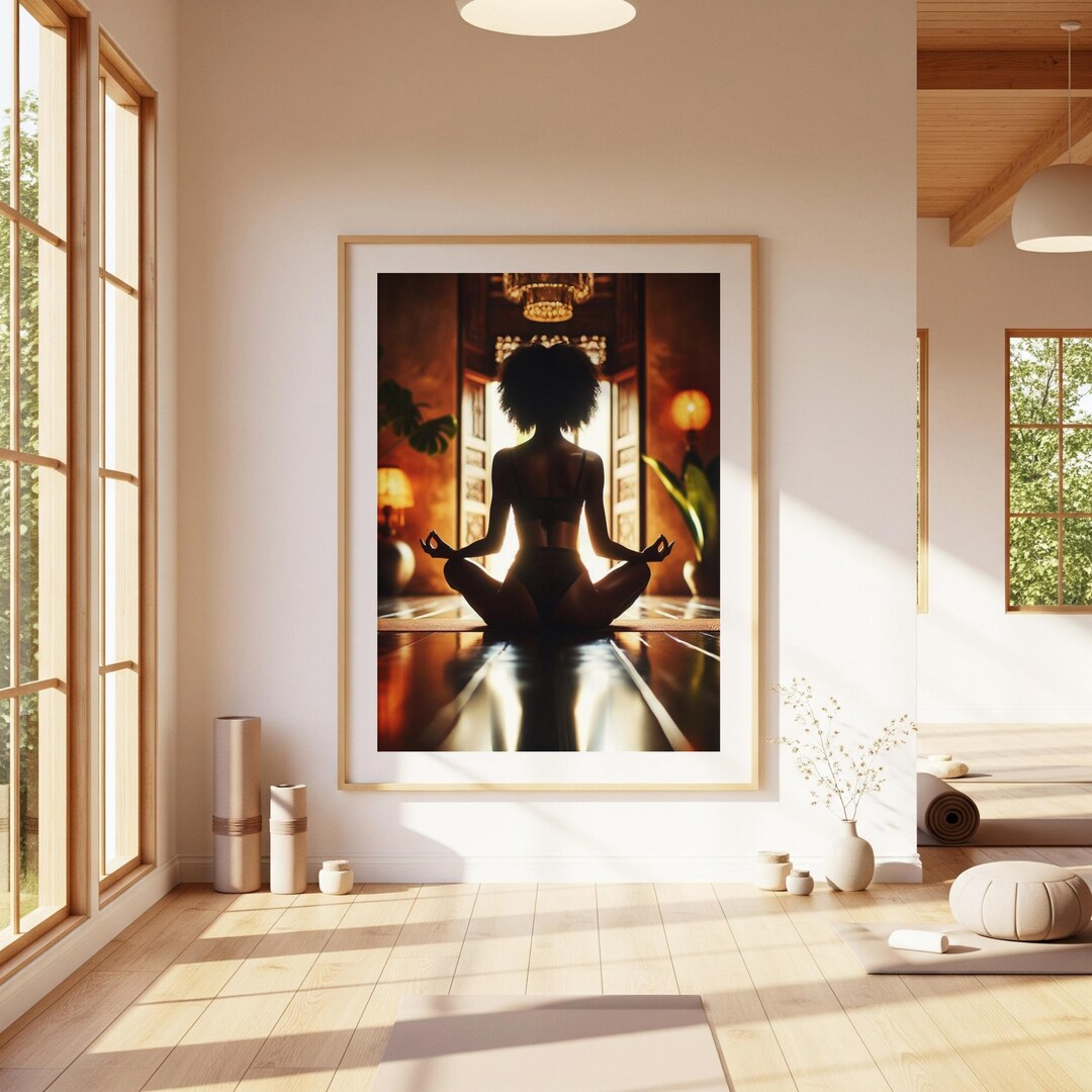 African American Yoga Poster: Woman Silhouette Poster for Zen Home ...