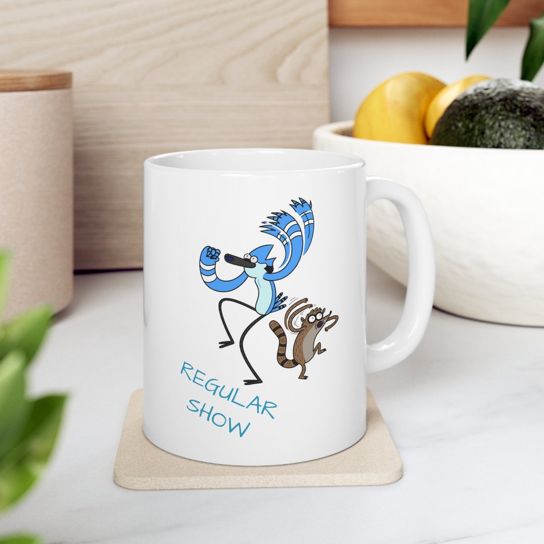 Regular Show Themed Mug, Cartoon Mug, Cartoon Present, Cartoon ...