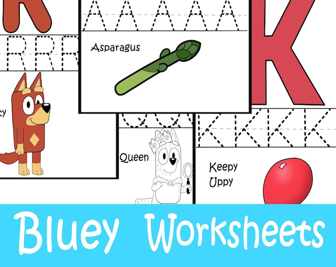 Bluey Children Learning Number & Coloring Worksheets - Etsy Australia