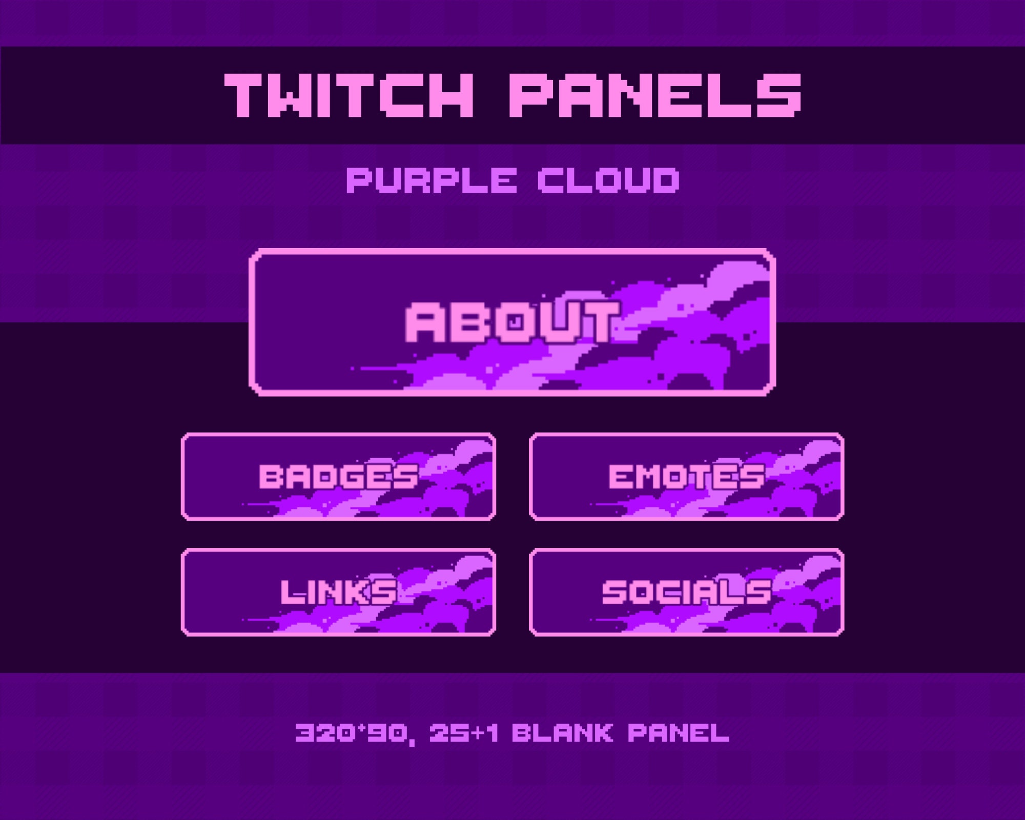 Pixel Purple Cloud Twitch Panels Pixel Art Stream Panels for Streamer ...
