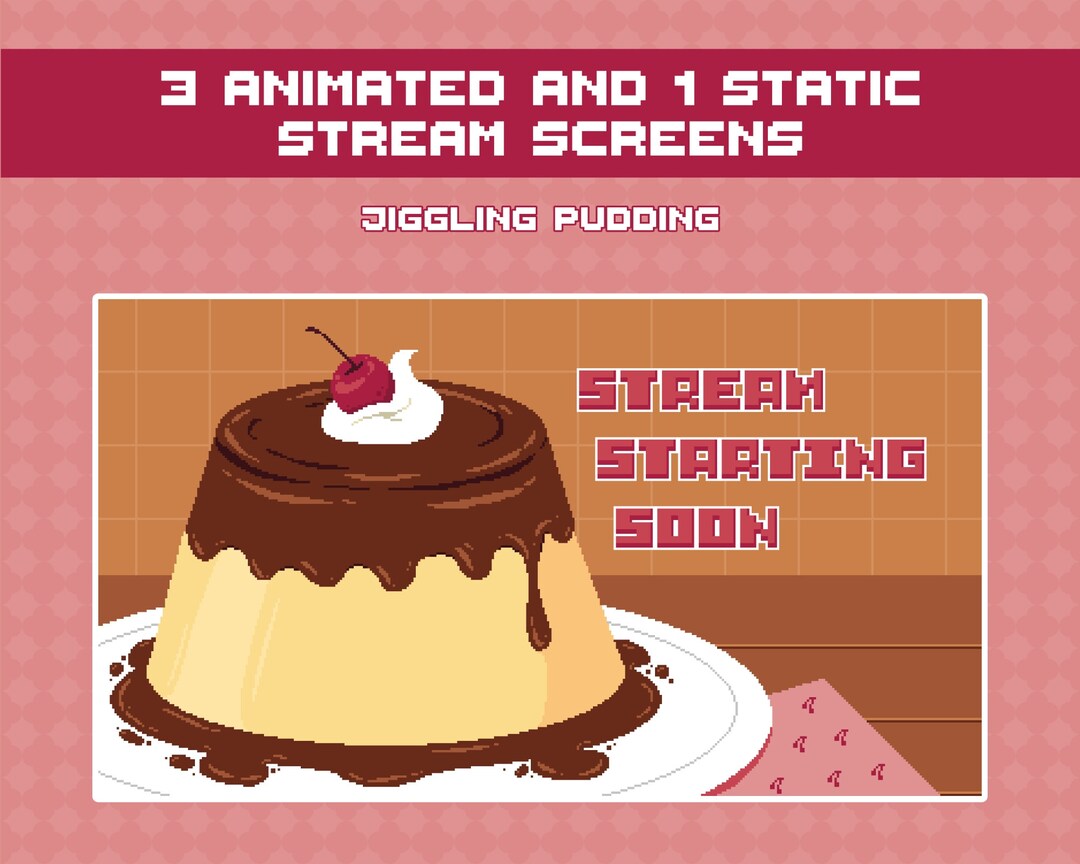 Animated Pixel Jiggling Puddings Stream Screens for Twitch, Youtube ...