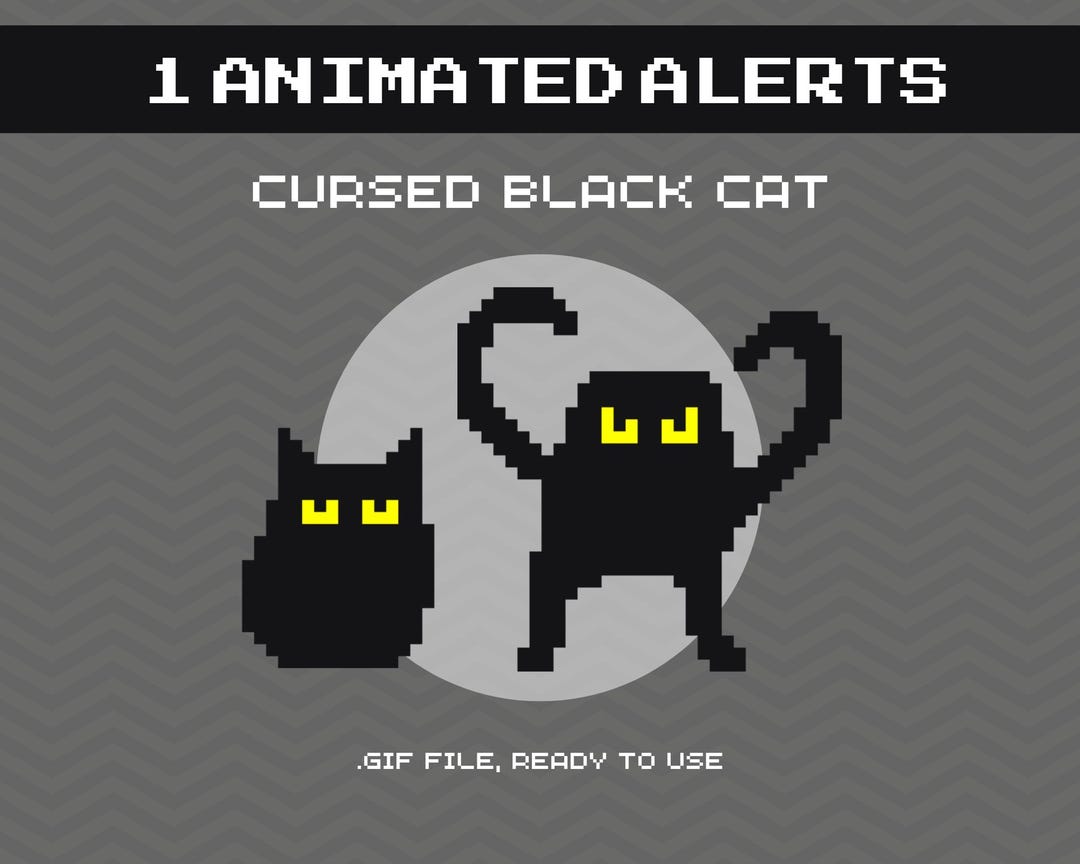 Pixel Art Cursed Black Cat Animated Twitch Alert (digital Download ...