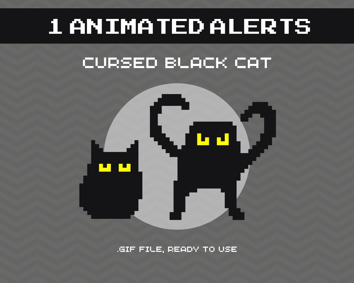 Animated Pixel Cursed Black Cat Twitch Alert | Pixel Art Alert for ...