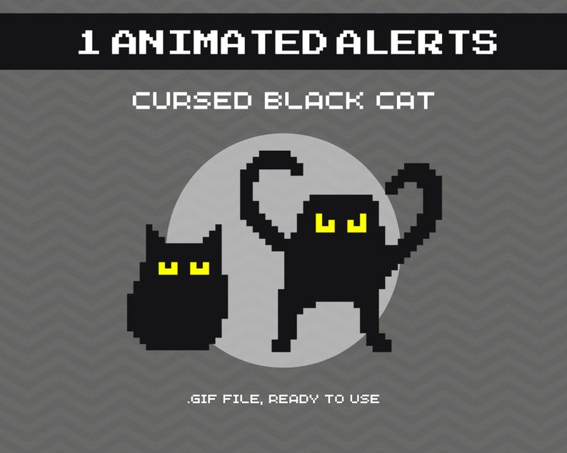 Animated Pixel Cursed Black Cat Twitch Alert | Pixel Art Alert for ...