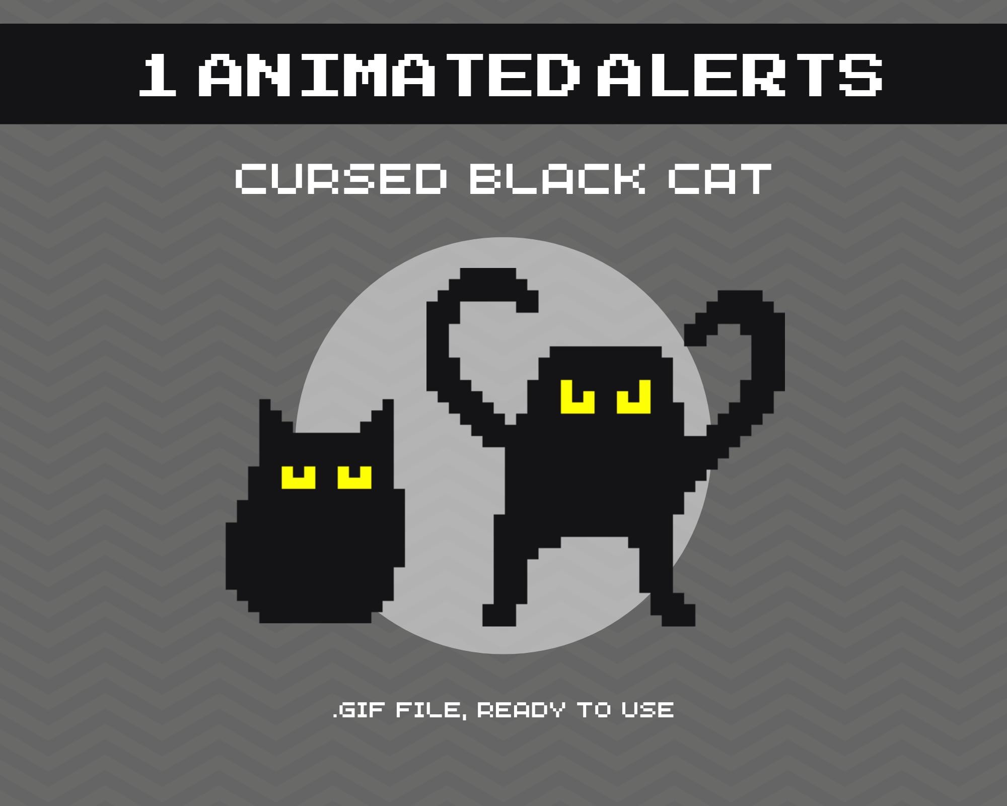 Animated Pixel Cursed Black Cat Twitch Alert | Pixel Art Alert for ...