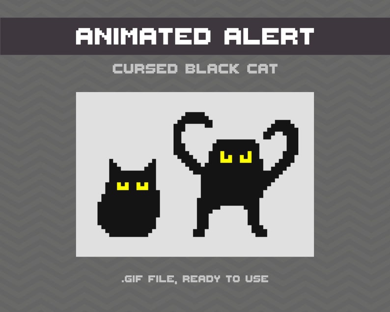 Animated Pixel Cursed Black Cat Twitch Alert Pixel Art Alert for ...