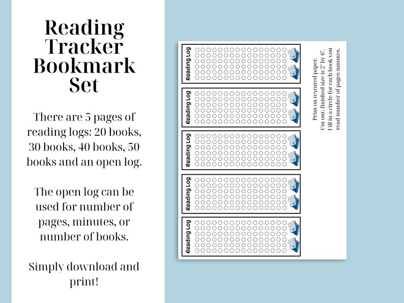 Reading Tracker Bookmark Printable Set: Classroom Reading Log (digital ...