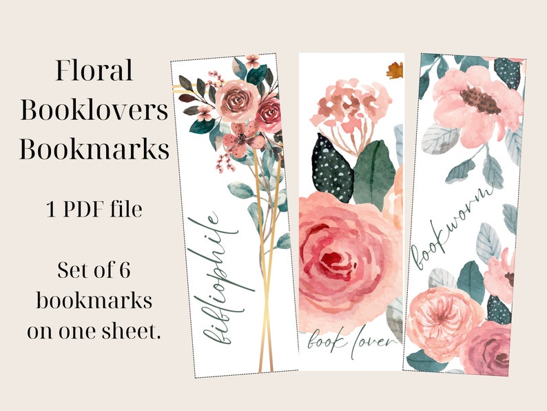 Floral Booklovers Bookmark Printable | Gift for Readers, Booklovers ...