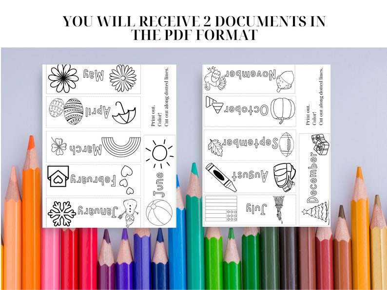 Months of the Year Coloring Bookmark Printable Set | Classroom ...