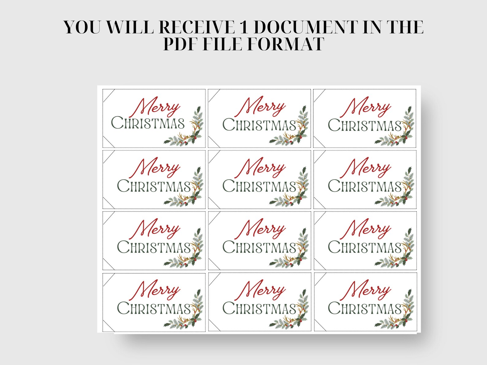 Holly Merry Christmas Gift Tag Printable | Christmas Treats, Favors Tag ...