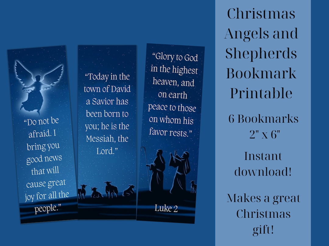 Nativity Bookmarks Printable Set: Christmas Angels and Shepherds (PDF ...